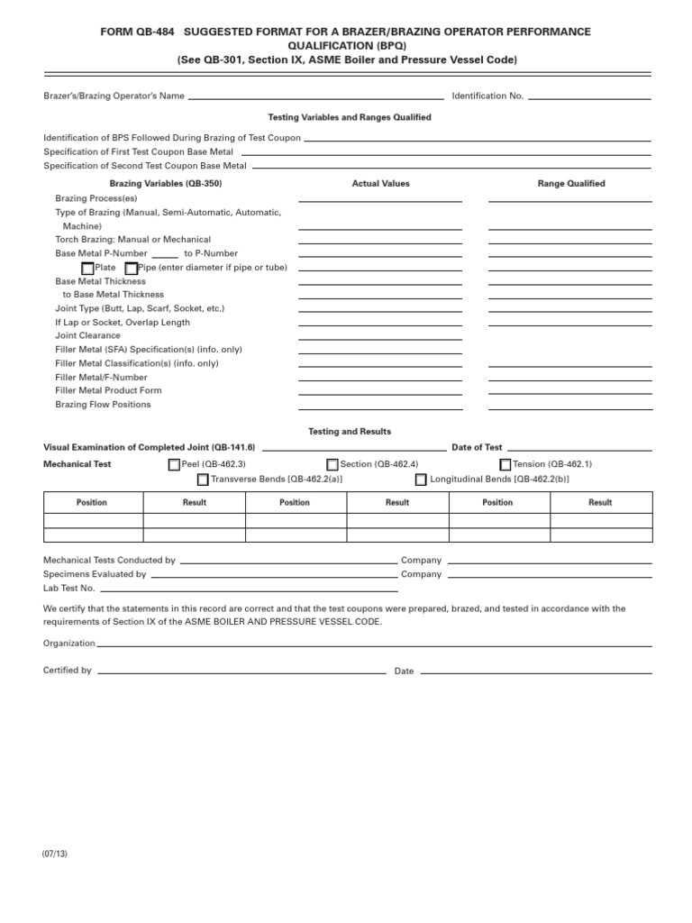 ASME Brazing Procedures Qualification (BPQ) | PDF | Pipe (Fluid Conveyance) | Building Materials