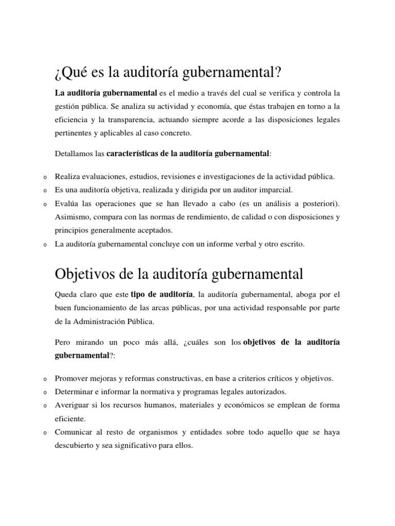 Auditoria Gubernamental | Auditoría financiera | Administración Pública