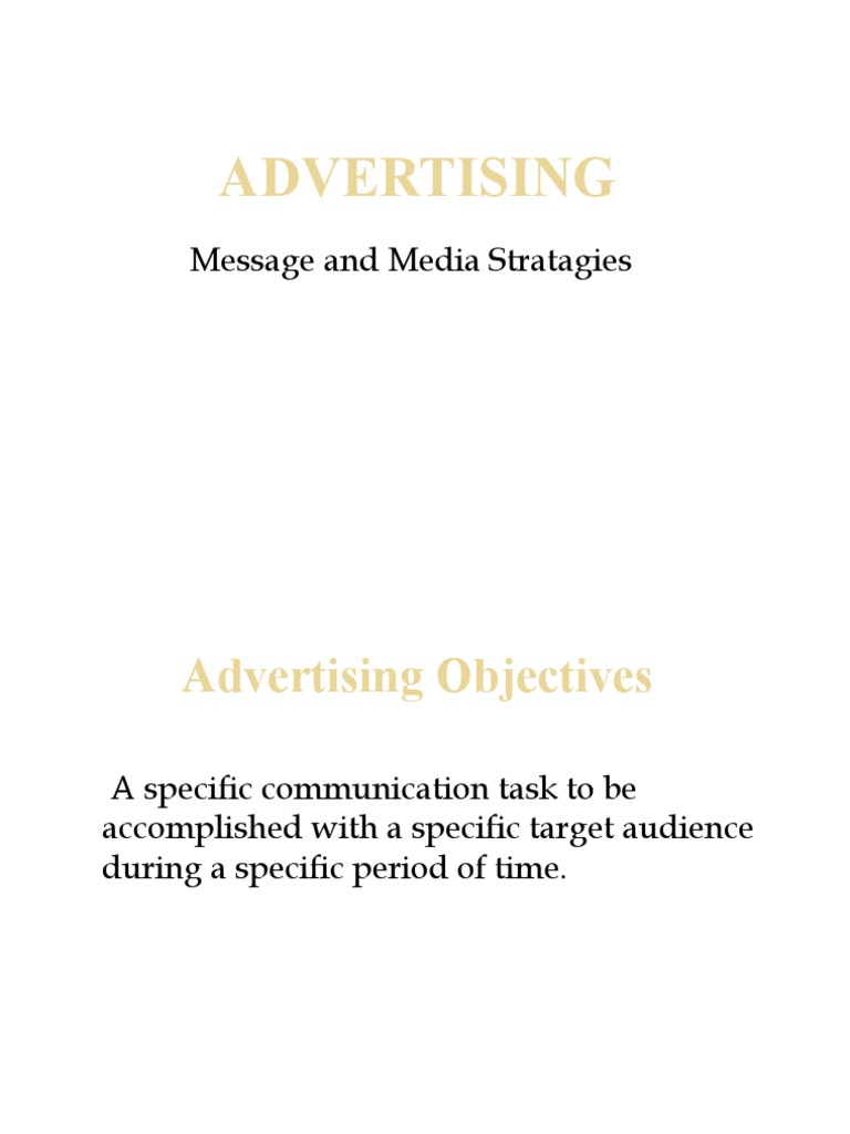 Advertising Strategies and Objectives Guide | PDF | Advertising | Brand