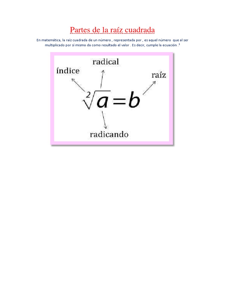 Partes de La Raíz Cuadrada | PDF