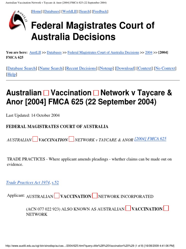 Federal Magistrates Court of Australia Decisions | PDF | Judgment (Law ...