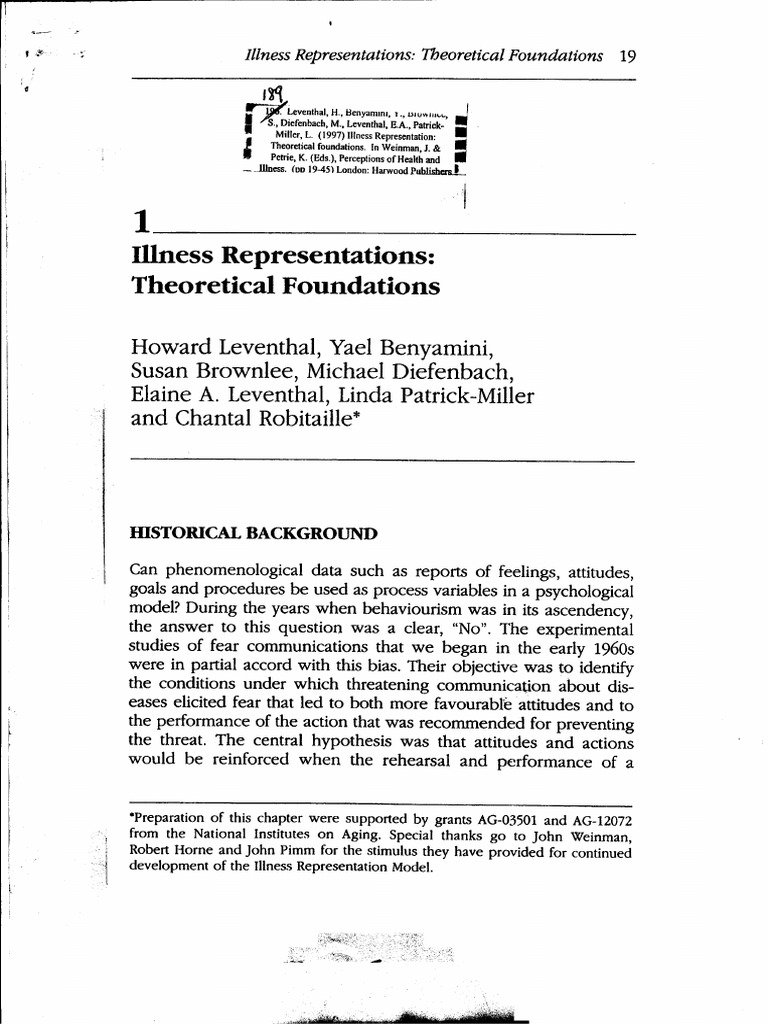 Illness Representations Theoretical Foundation | PDF | Coping ...