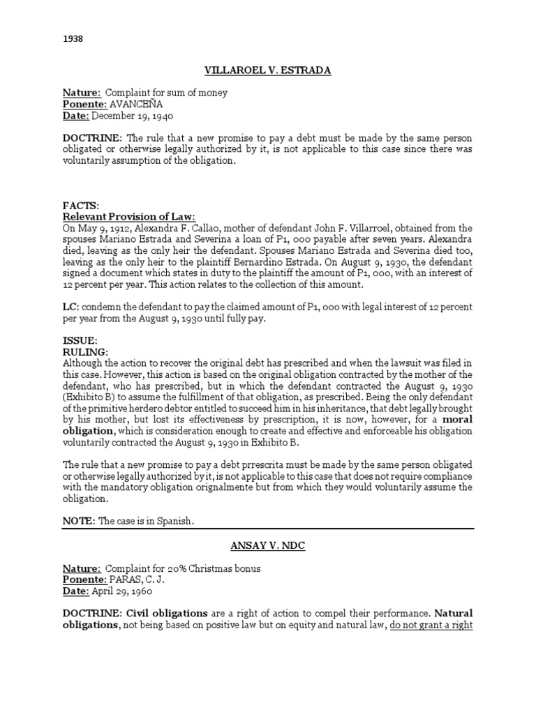 OBLICON Case Digest | PDF | Lawsuit | Complaint