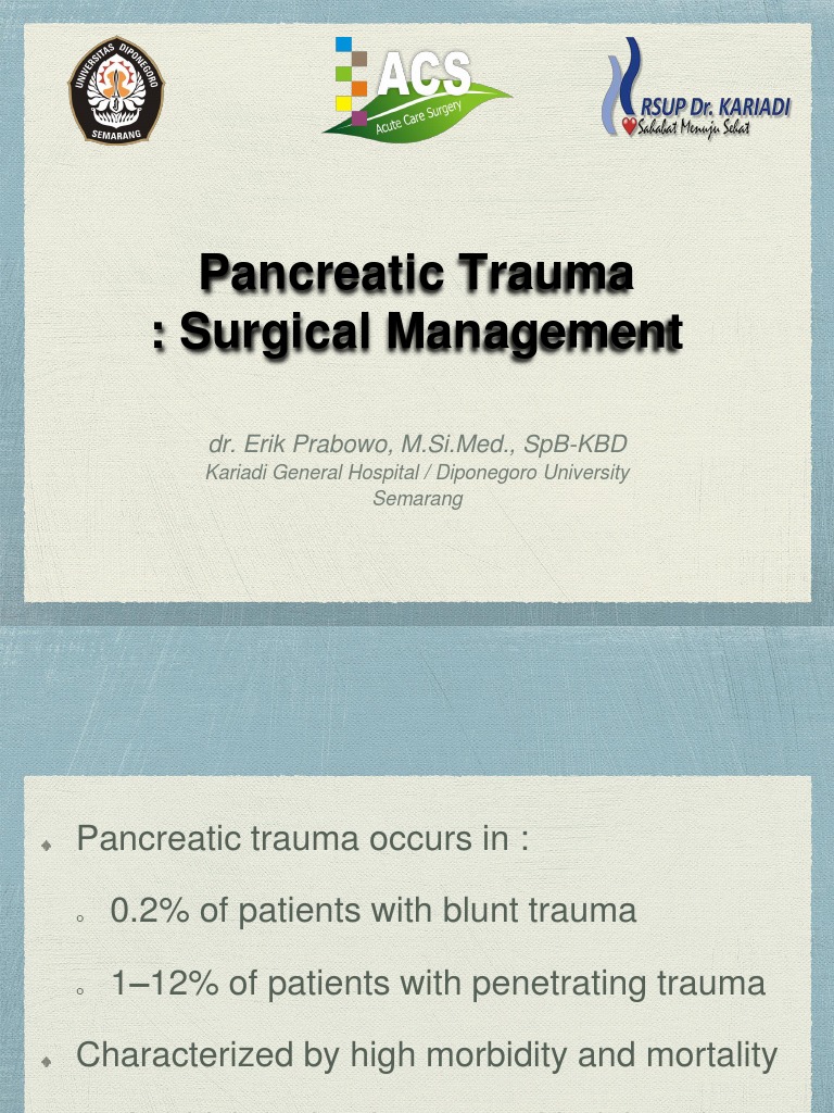 Pancreatic Trauma Surgery Guide | PDF | Pancreas | Surgery