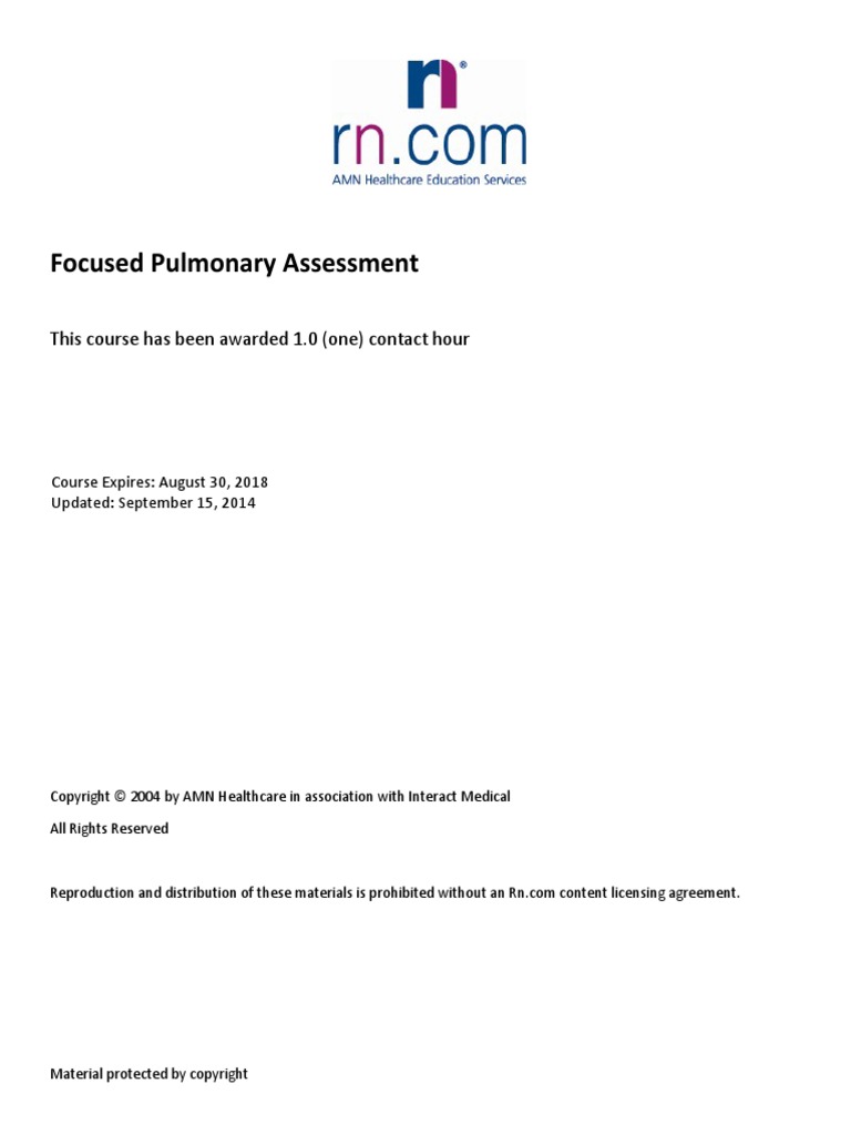 Focused Pulmonary Assessment2042 | PDF | Cough | Lung