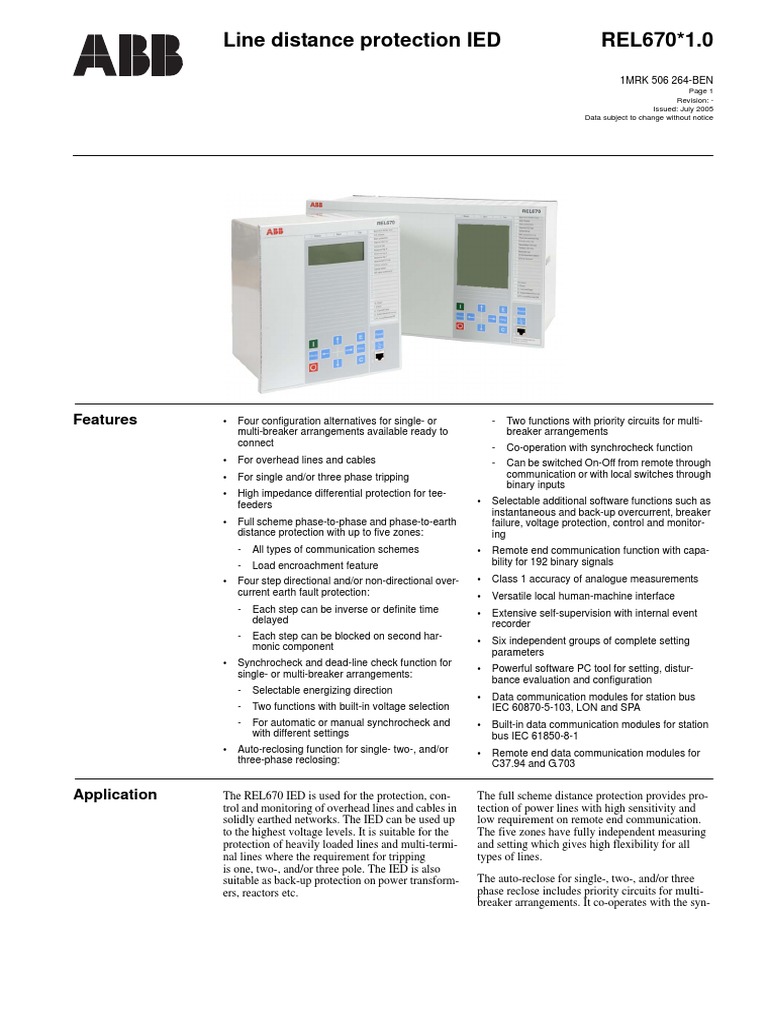REL670 Line Distance Protection Manual | PDF | Electric Power System ...