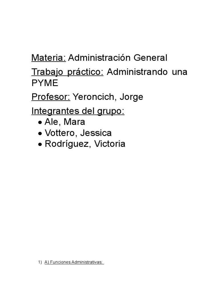 TP Caso Adm Gral FCE | PDF | Pequeñas y medianas empresas | Información