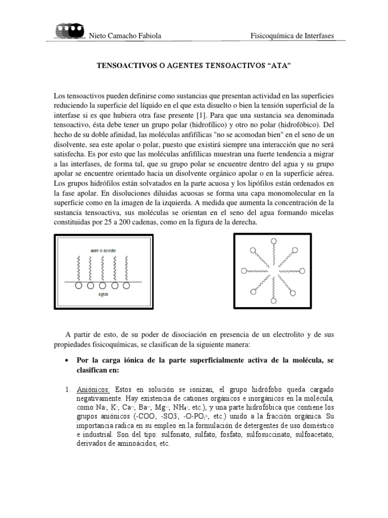 Classificação e Aplicações de Tensoativos | PDF | Surfactante | Detergente
