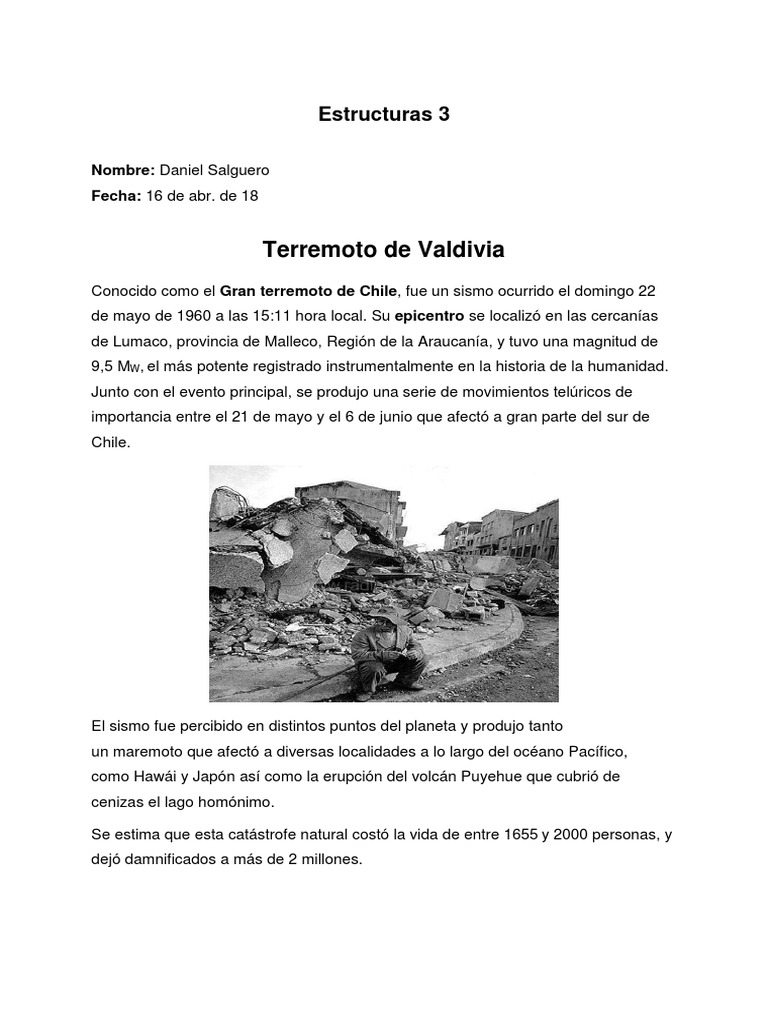 Terremoto Valdivia 1960 | PDF | Desastres naturales | Geología