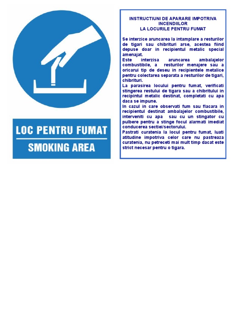 Loc Pentru Fumat, Instructiuni | PDF