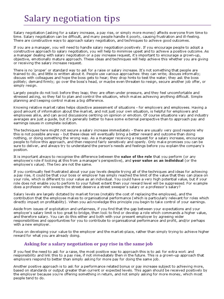 Salary Negotiation Tips: Asking For A Salary Negotiation or Pay Rise in ...