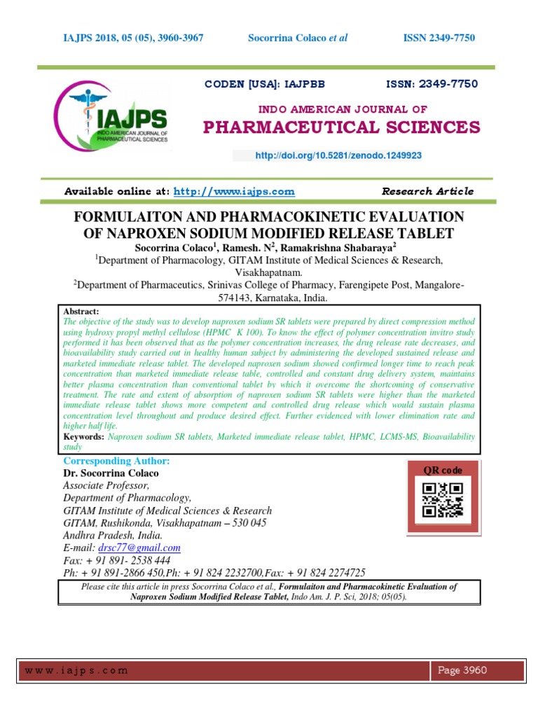 Naproxen Sodium SR Tablet Evaluation | PDF | Tablet (Pharmacy ...