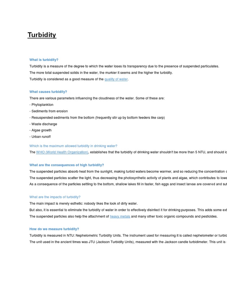 What Is Turbidity? | PDF | Applied And Interdisciplinary Physics ...