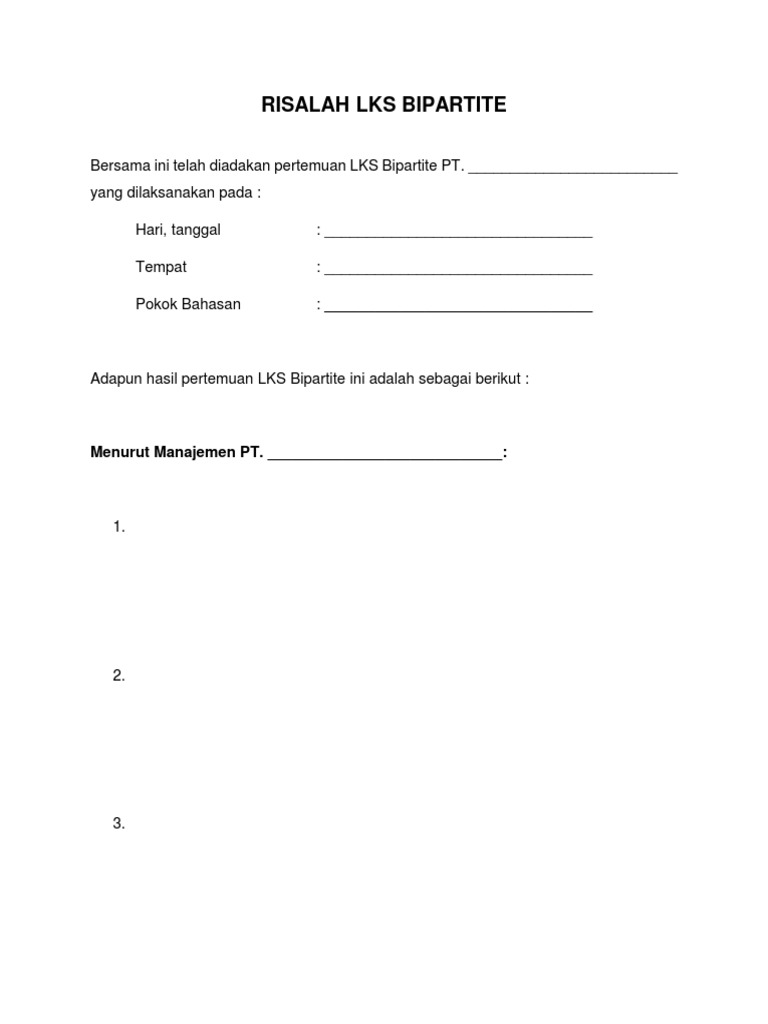 Form Risalah LKS Bipartite | PDF
