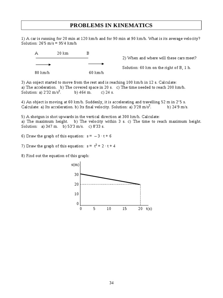 Problems in Kinematics | PDF | Velocity | Acceleration