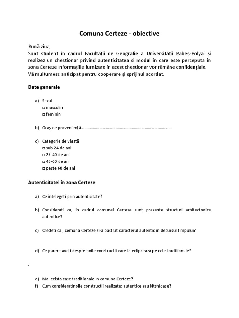 Chestionar - Autenticitate Certeze | PDF | Sports & Recreation | Home ...