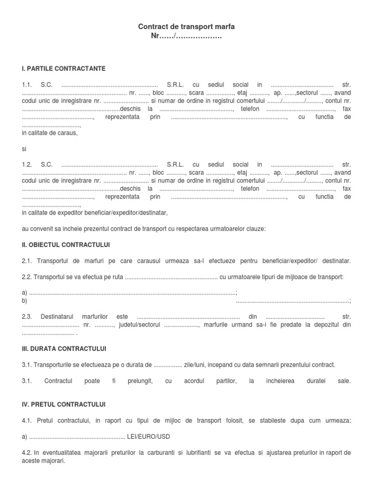 Contract de Transport Marfa | PDF
