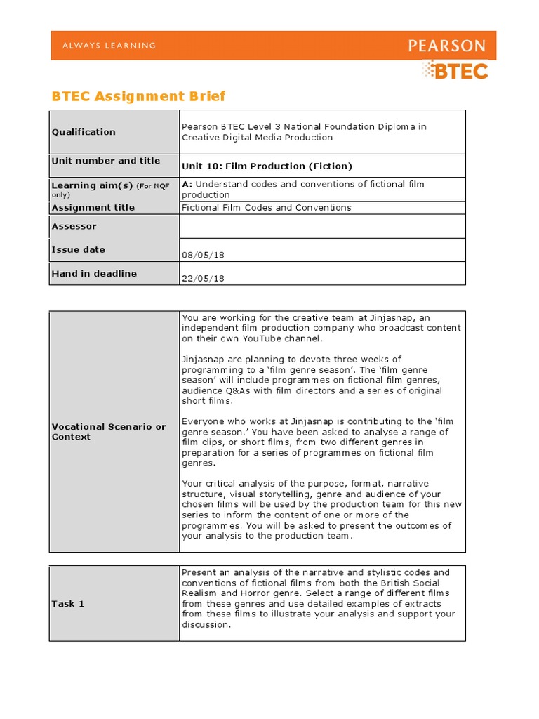 Unit 10 Assignment A Codes Conventions | PDF | Genre | Narrative