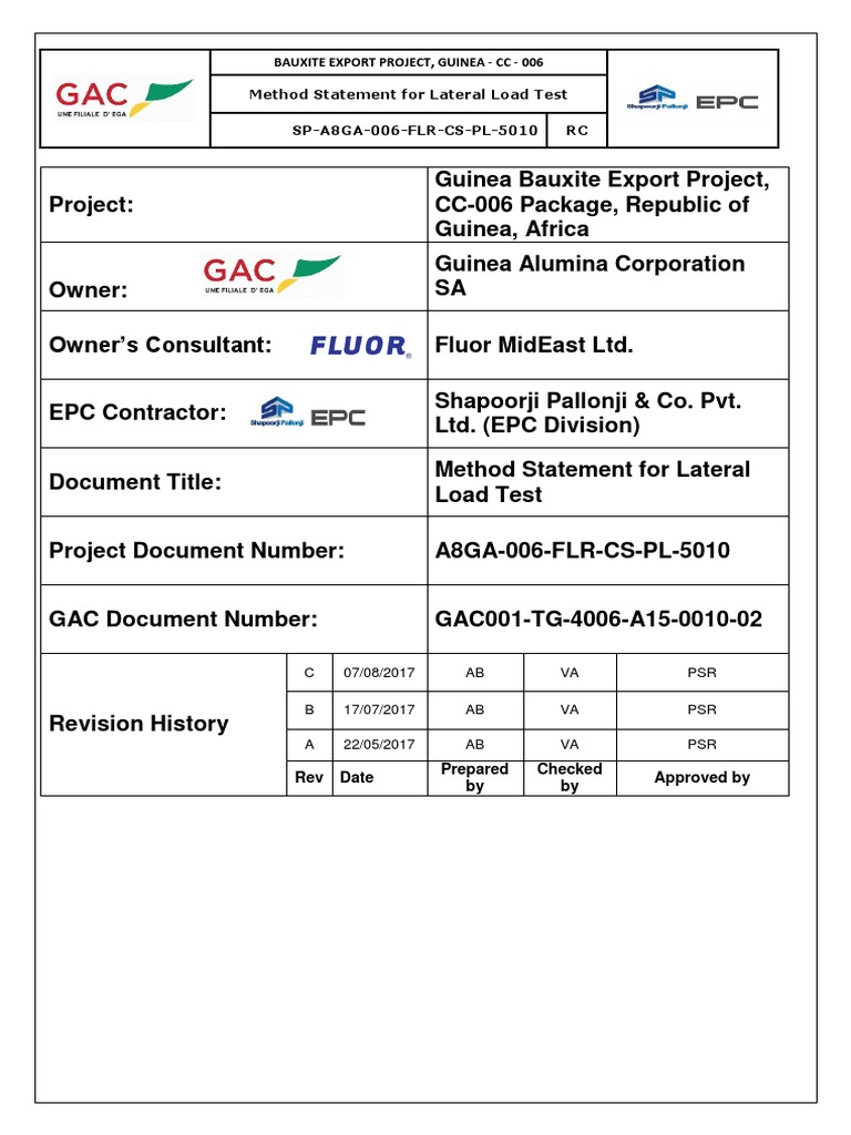 Guinea Bauxite Project Load Test | PDF | Deep Foundation | Crane (Machine)