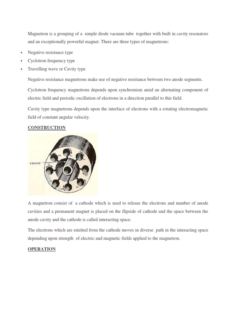Magnetron: The Basics of This Cross-Field Vacuum Tube | PDF | Vacuum ...