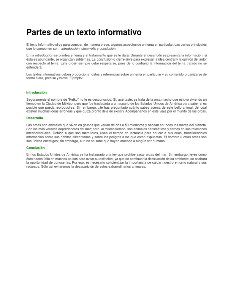 Partes de Un Texto Informativo | PDF