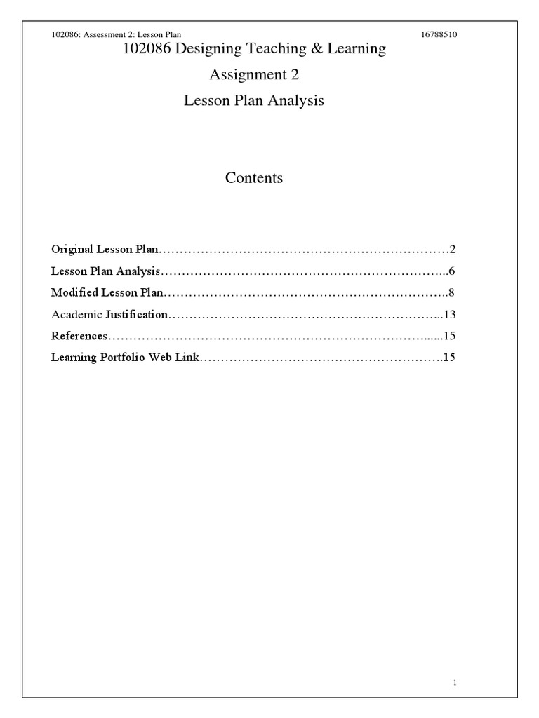 Assessment 2 Lesson Plan | PDF | Educational Assessment | Lesson Plan