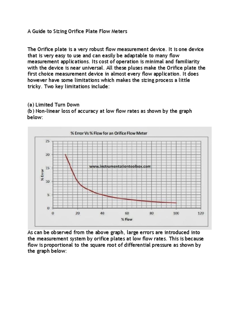 A Guide To Sizing Orifice Plate Flow Meters | Download Free PDF | Flow ...