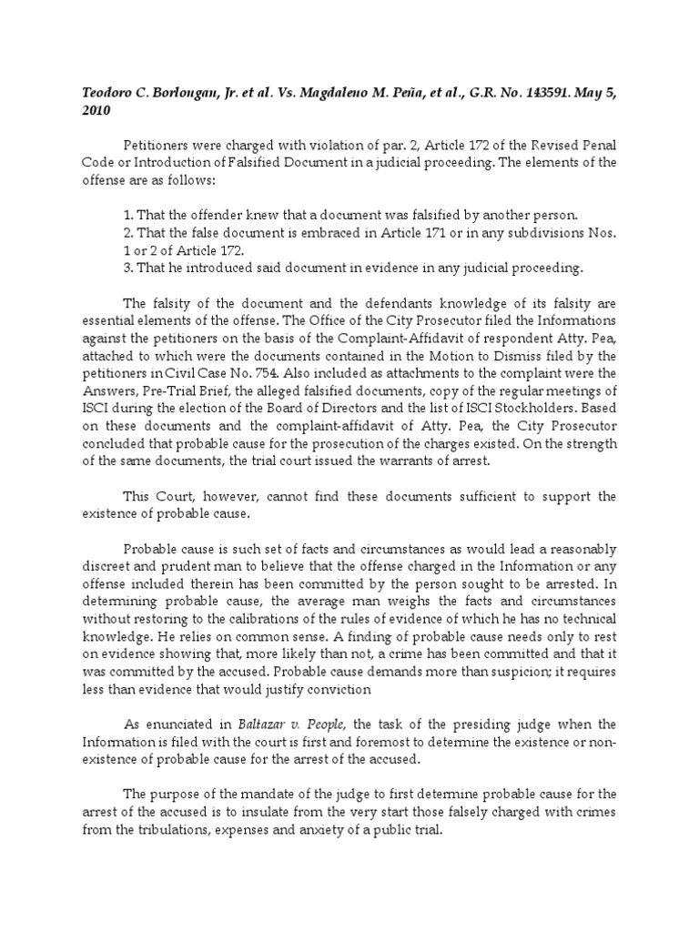Use of Falsified Docs by Lawyers | PDF | Probable Cause | Affidavit