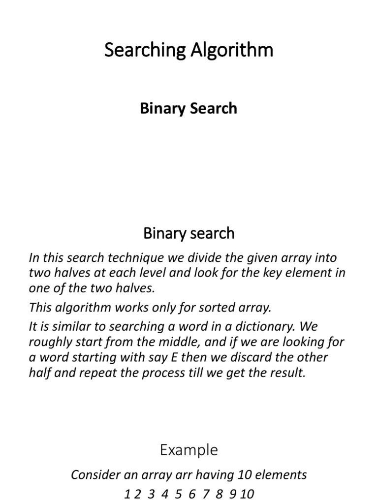 Searching Algorithm: Binary Search | PDF | Array Data Structure ...