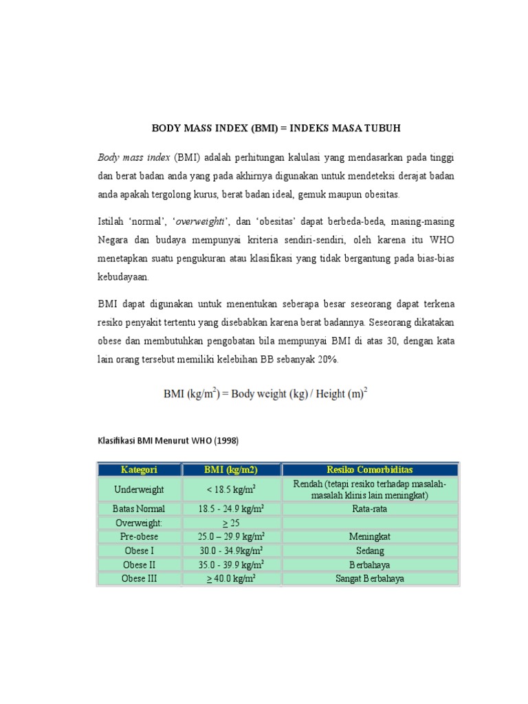 Body Mass Index | PDF