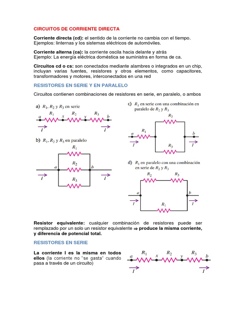 Circuitos de Corriente Directa | PDF | Resistencia Eléctrica y ...