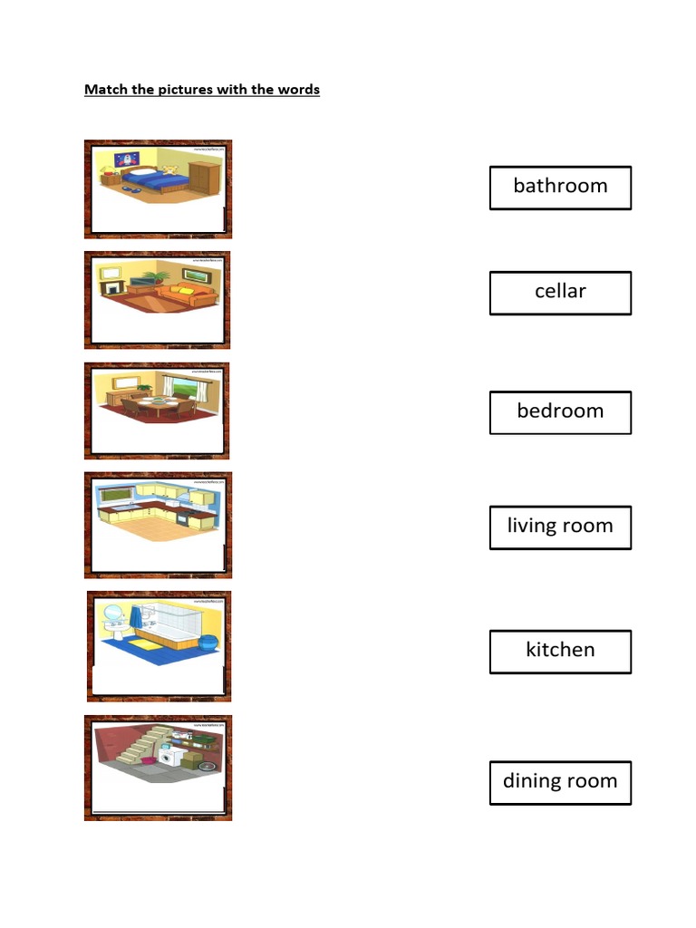 Bathroom: Match The Pictures With The Words | PDF