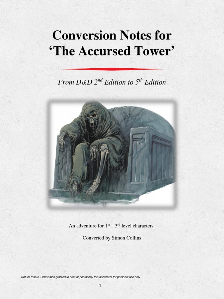 The Accursed Tower - Conversion Notes To 5th Edition (12153180) | PDF ...