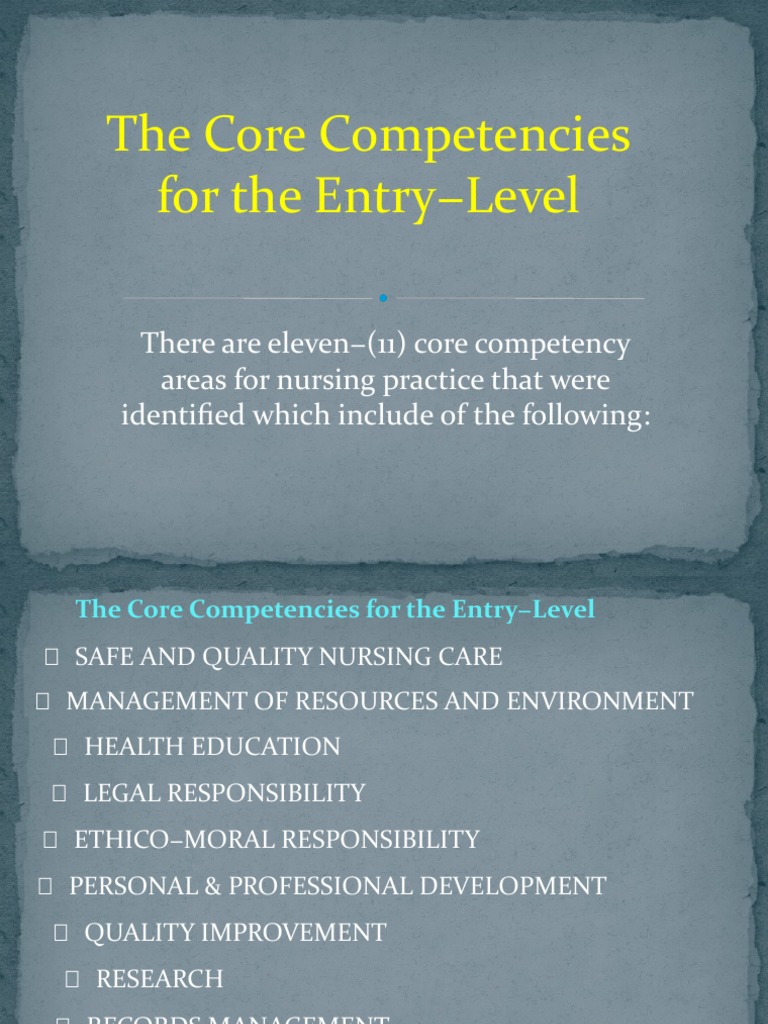 The Core Competencies For The Entry Level | PDF | Competence (Human ...