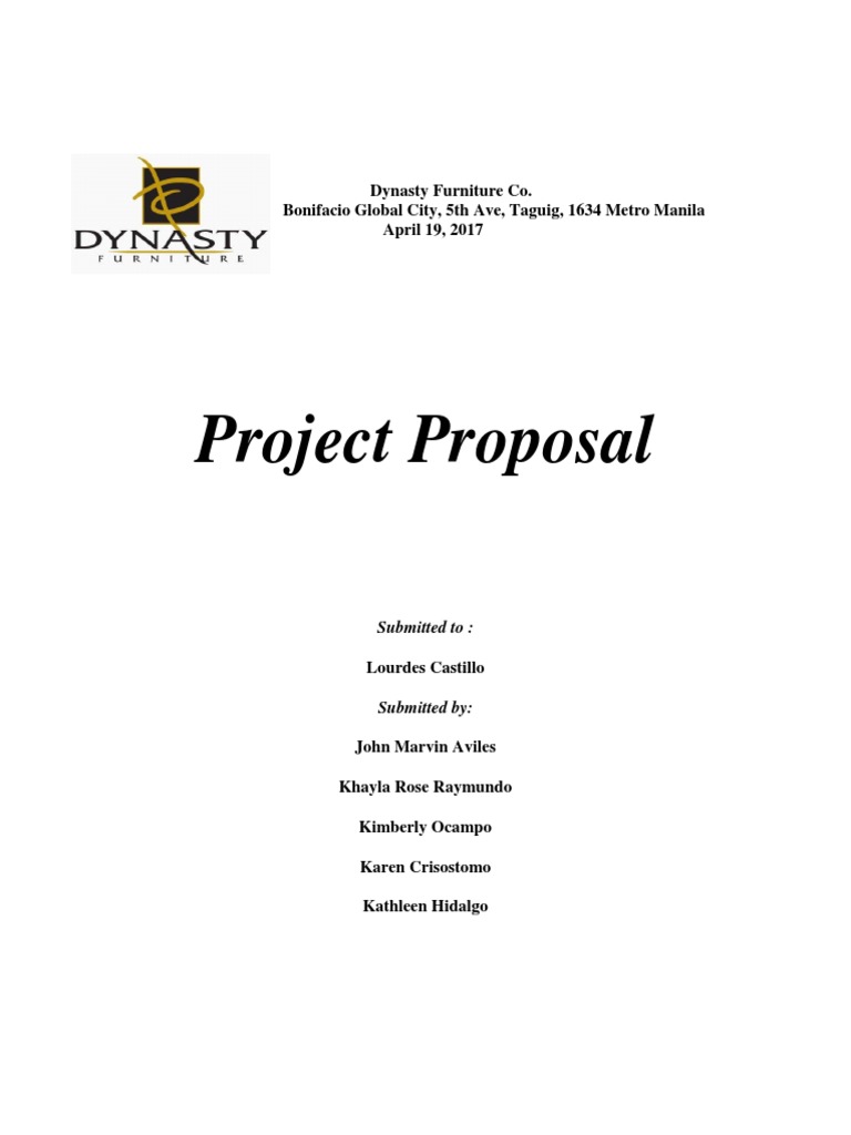Project Proposal: Dynasty Furniture Co. Bonifacio Global City, 5th Ave ...