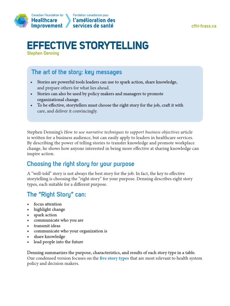 Effective Storytelling: The Art of The Story: Key Messages | PDF ...
