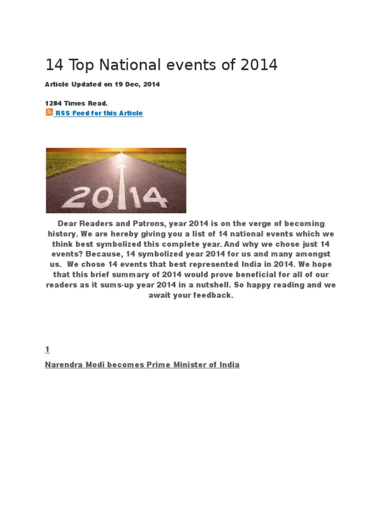 14 Top National Events of 2014 | PDF | Narendra Modi | Taxes