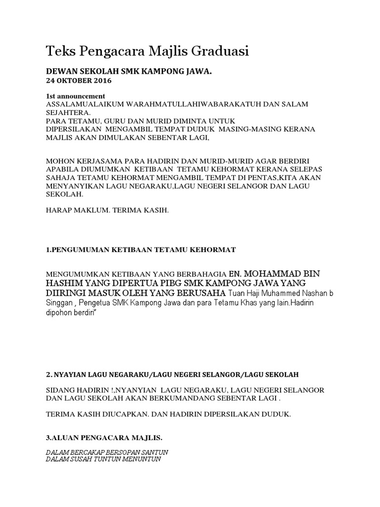 Teks Pengacara Majlis Graduasi | PDF