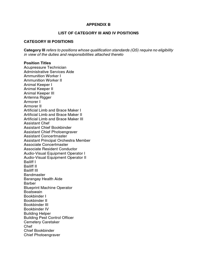 APPENDIX B Category III and IV Positions | PDF | Aviation Accidents And ...