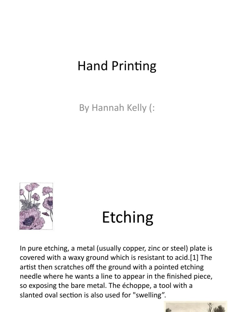 Hand Printing: by Hannah Kelly ( | PDF | Printmaking | Etching