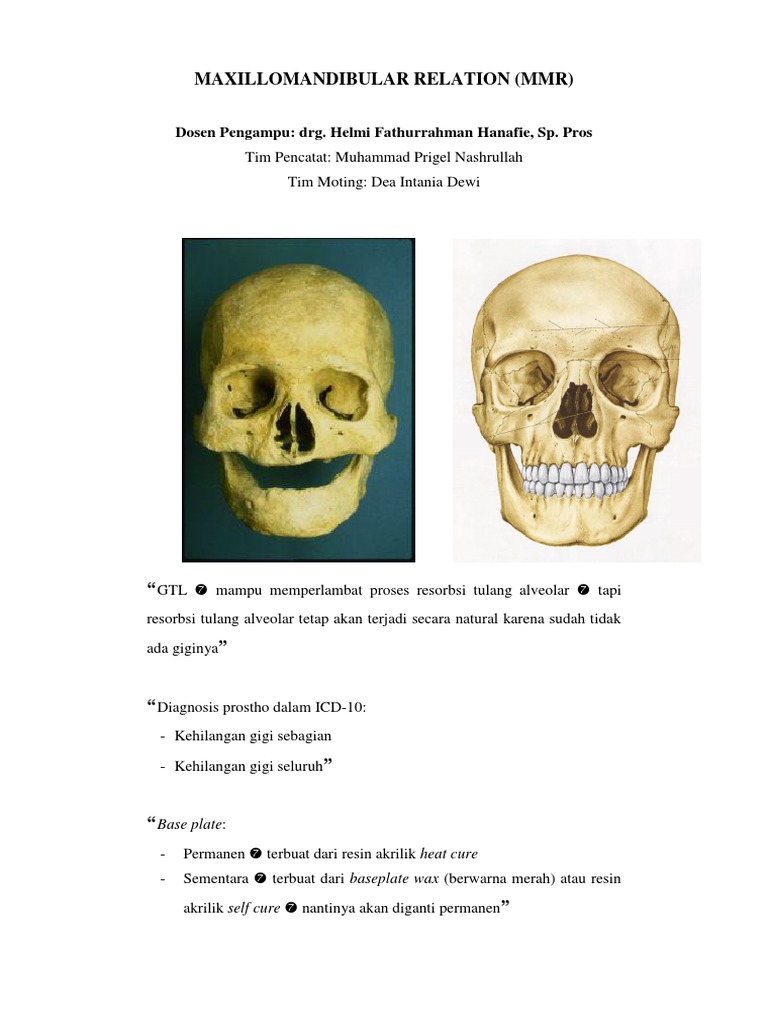 Maxillomandibular Relation (MMR) | PDF | Science & Mathematics