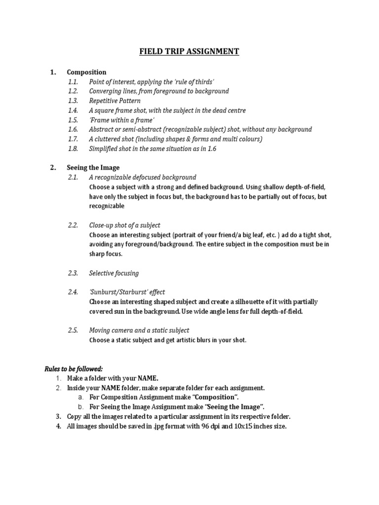 Photography Field Trip Guide | PDF
