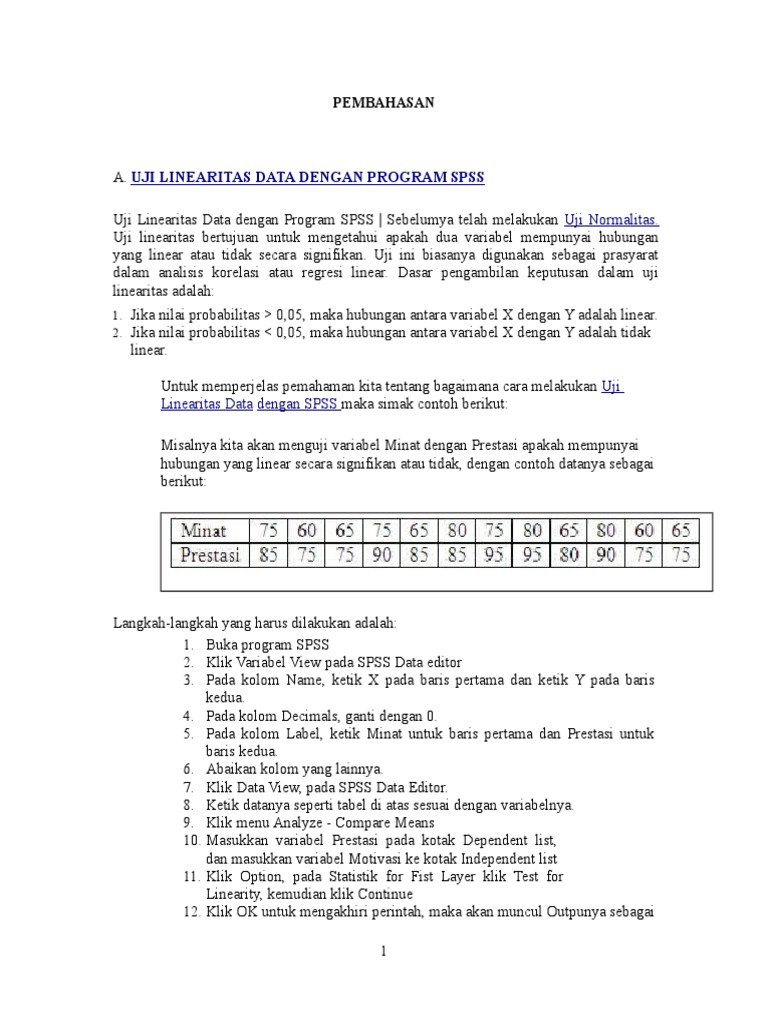 Uji Amos Uji Linearitas Uji Multi Realitas | PDF