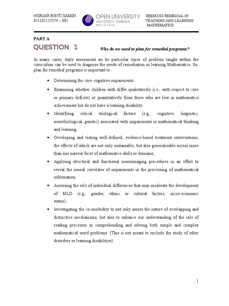 Part A: Why Do We Need To Plan For Remedial Programs? | Download Free ...
