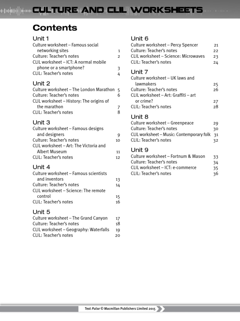 Culture and Clil Worksheets | PDF | Remote Control | Facebook