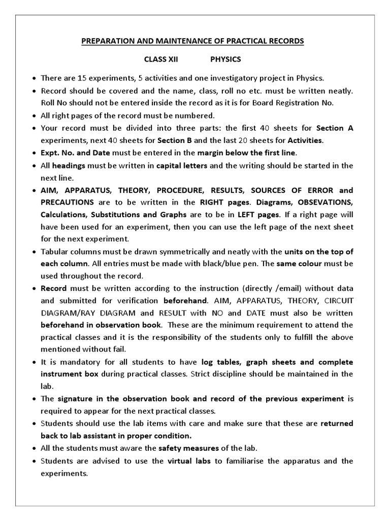 Preparation and Maintenance of Practical Records | PDF