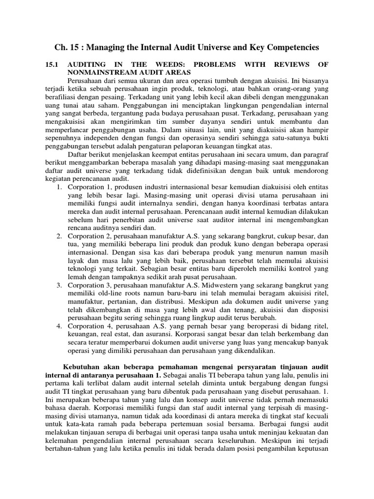 Ch. 15: Managing The Internal Audit Universe and Key Competencies | PDF