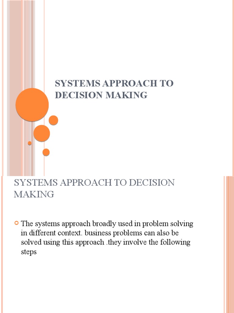 Systems Approach to Decision Making Steps | PDF