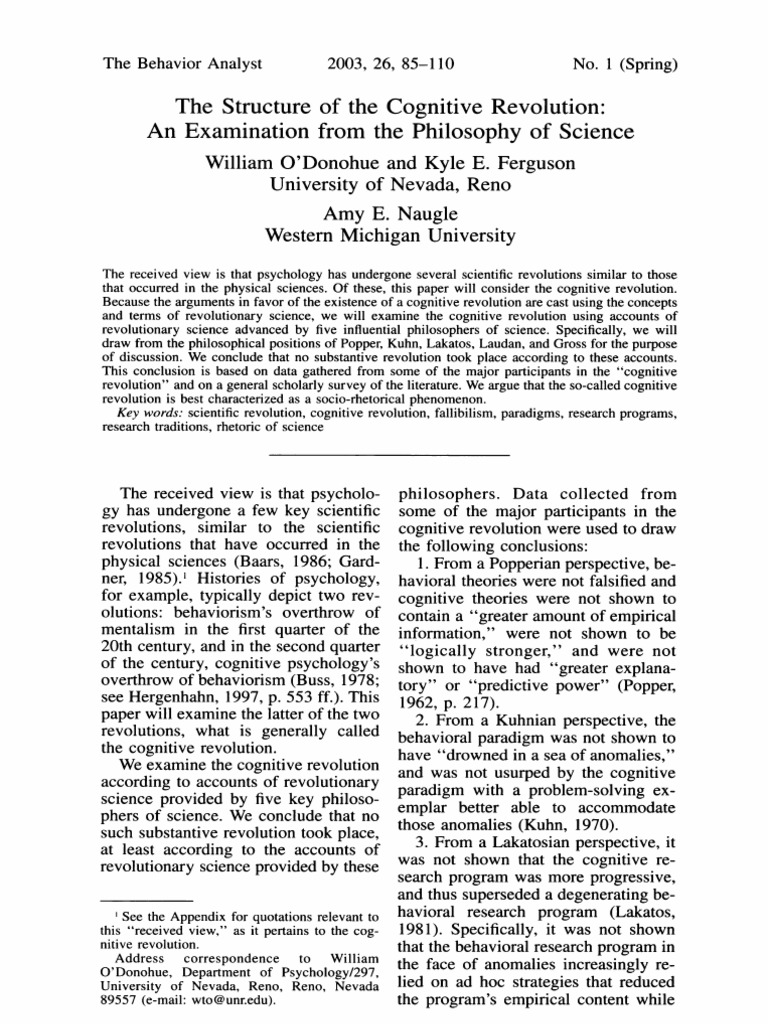 The Structure of The Cognitive Revolution | PDF | Paradigm | Falsifiability