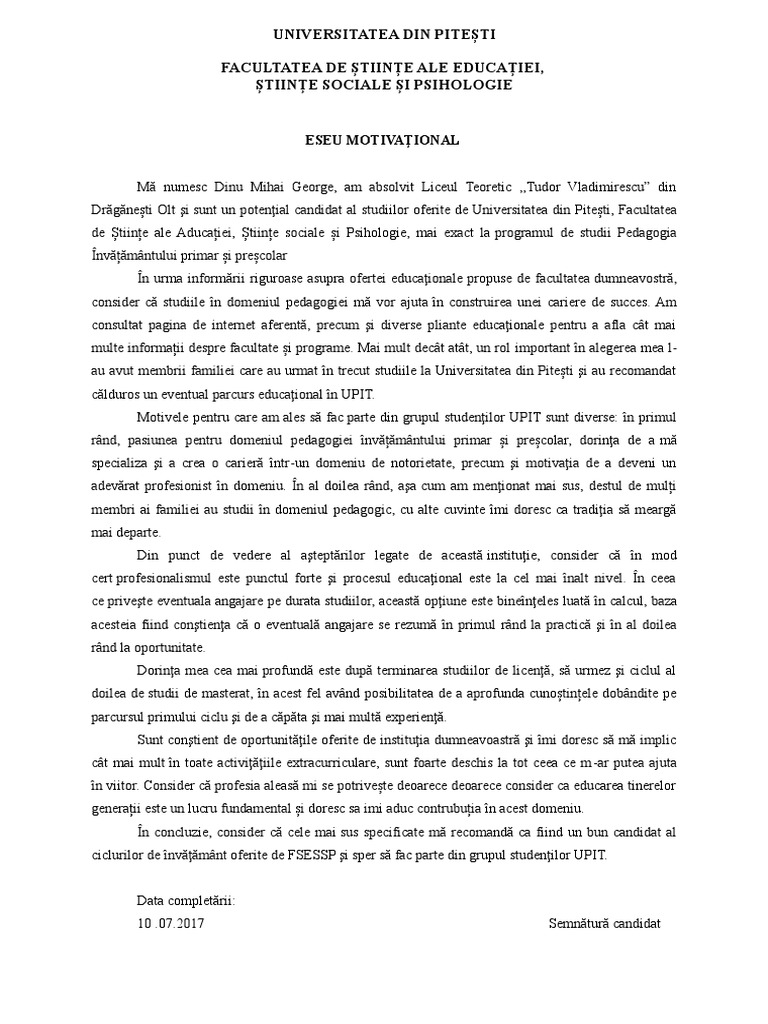 Eseu Motivaţional.model 2